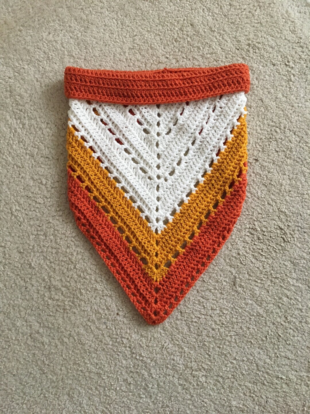Triangle Cowl - Bandana Cowl - Handmade Crochet Cowl - Candy Corn ...