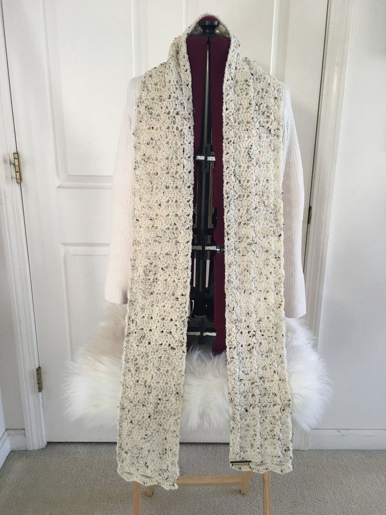 Plush Long Rectangular Scarf Handmade Crochet Neutral - Etsy