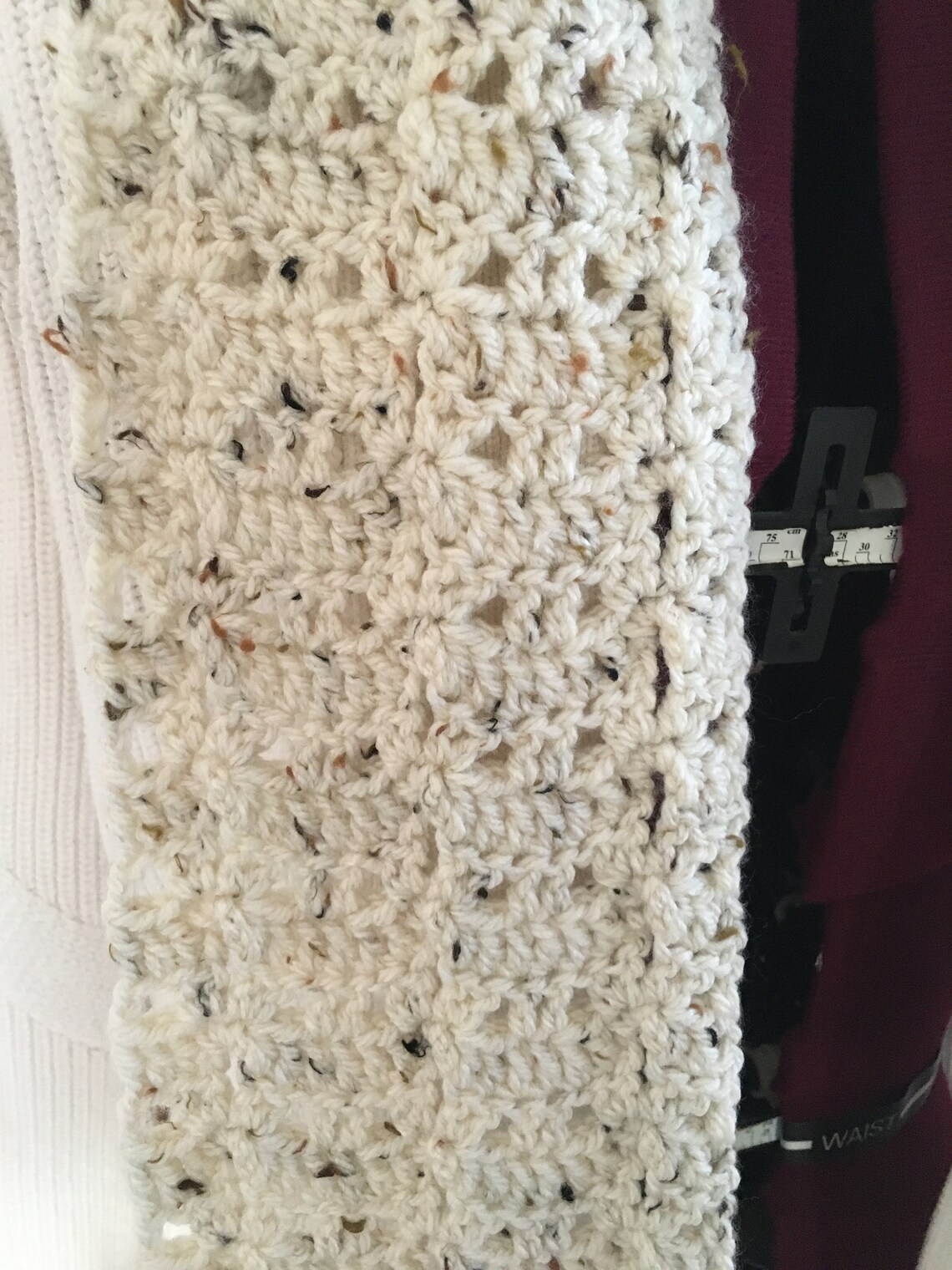 Plush Long Rectangular Scarf Handmade Crochet Neutral - Etsy