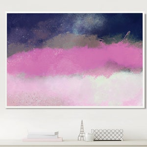 Pink and Blue Extra Large Wall Art Print Pink Wall Art Print Living ...