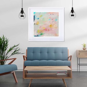 Light Pink and Teal Wall Art Print, Extra Large Turquoise Minimalist ...