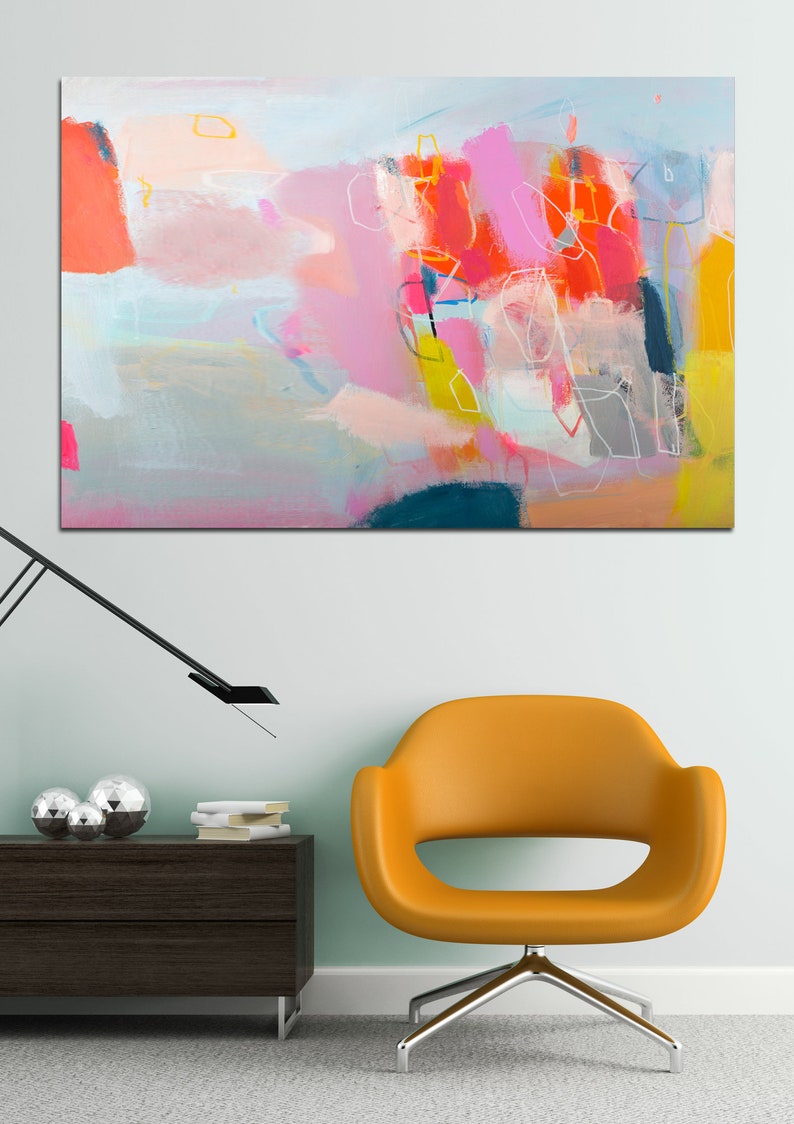Extra Large Wall Art Abstract Art Print Pink Colorful Wall Art - Etsy