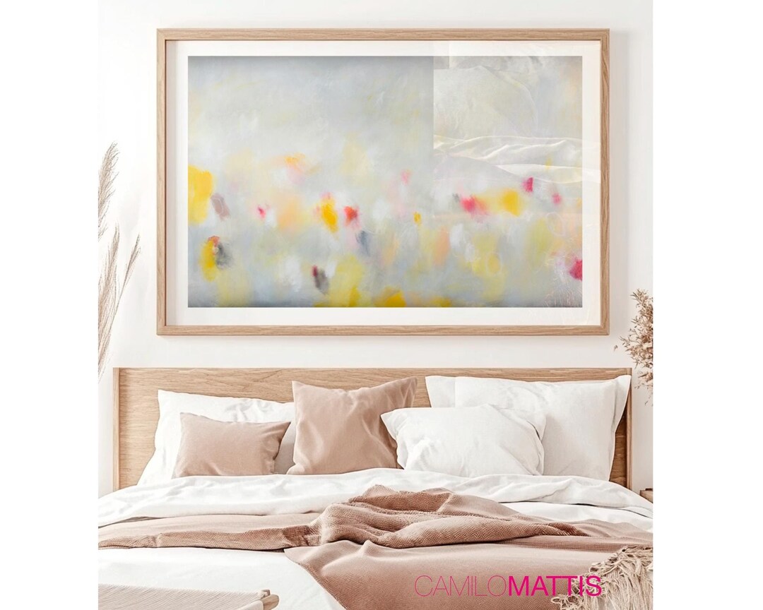 Extra Large Landscape Print of Yellow Abstract Flowers - Nature Wall ...