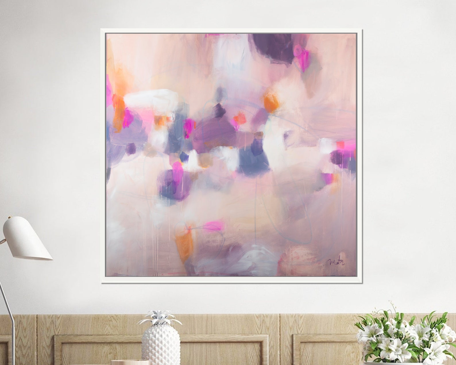 Pink large abstract print modern house decor abstract | Etsy