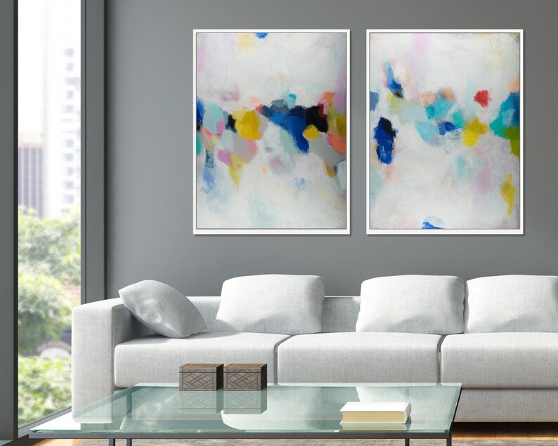 Set of 2 Extra Large Colorful Prints Acrylic Abstract - Etsy