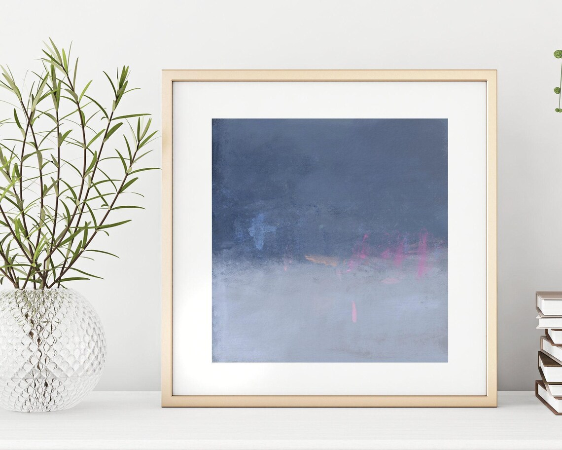 Dusty Blue and Grey Minimalist Art Print, Wabi Sabi Decor Poster by ...
