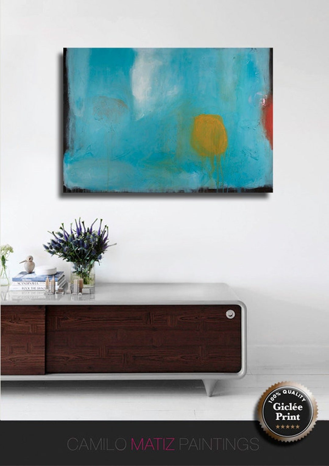Blue Abstract Wall Art: Joan Miro Style Giclée Print - Etsy