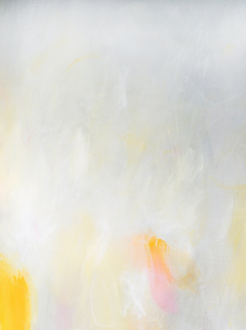 Yellow abstract painting flowers landscape print extra large | Etsy