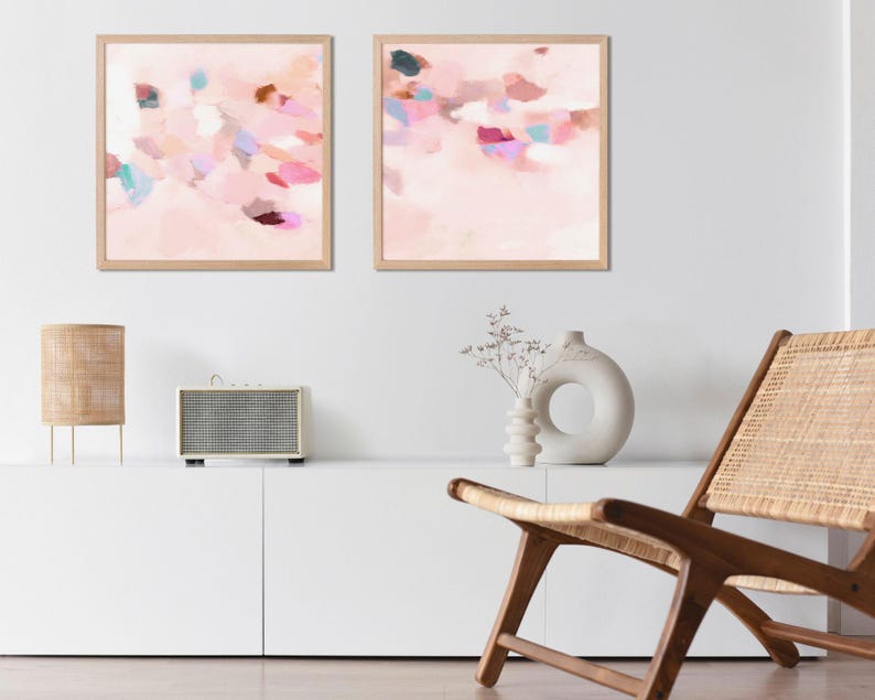 Coral and Pink Gallery Wall Set, Pastel Poster Set of 2 Prints by ...