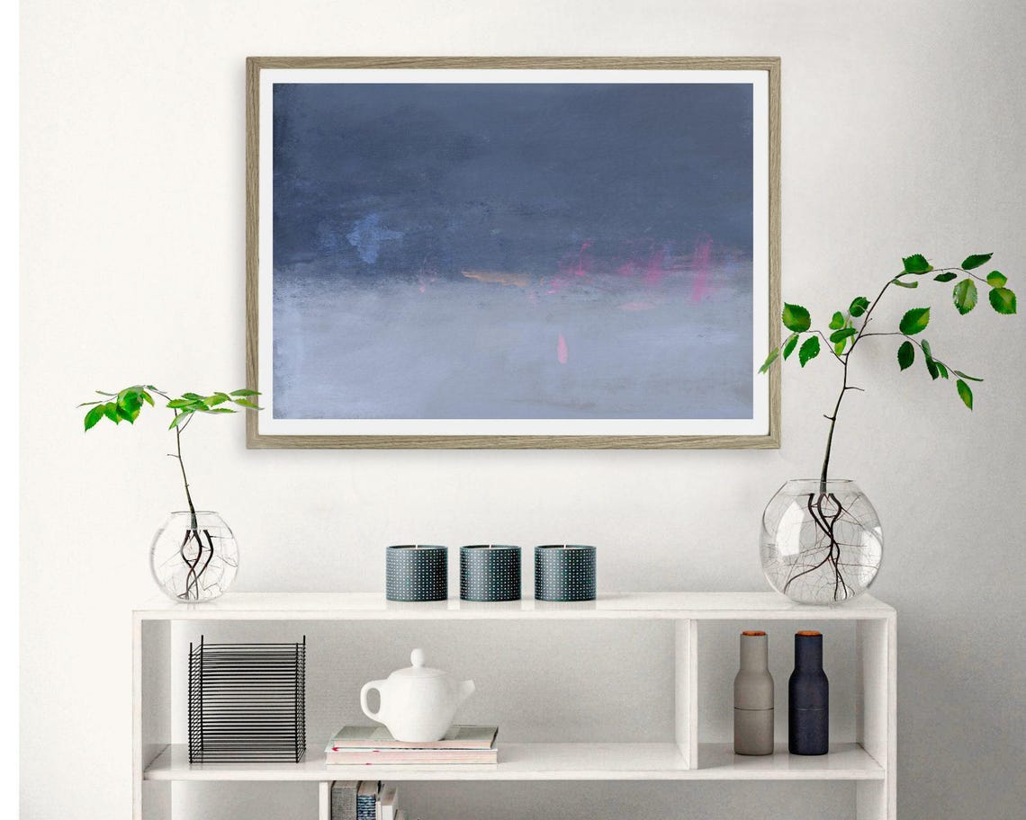 Dusty Blue and Grey Minimalist Art Print, Wabi Sabi Decor Poster by ...