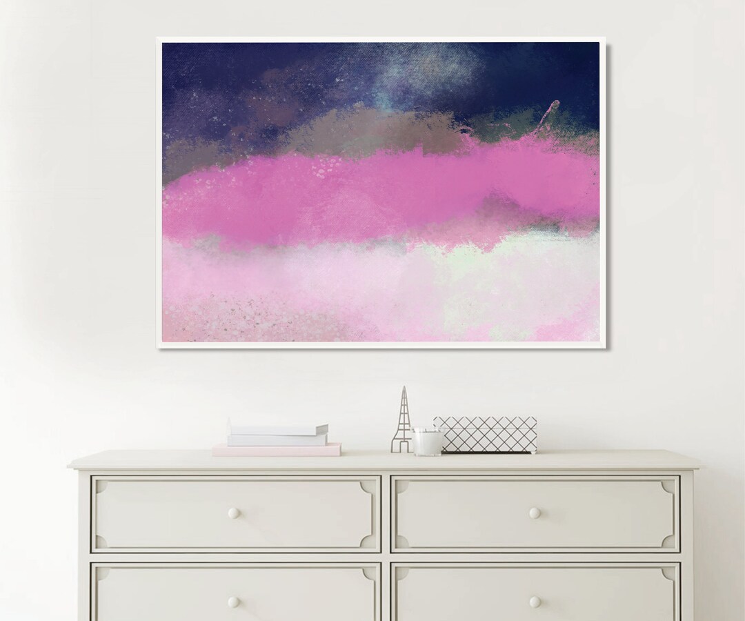 Pink and Blue Extra Large Wall Art Print Pink Wall Art Print Living ...