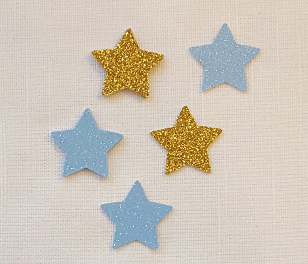 Star Confetti Light Blue & Gold Glitter, Twinkle Star First Birthday ...