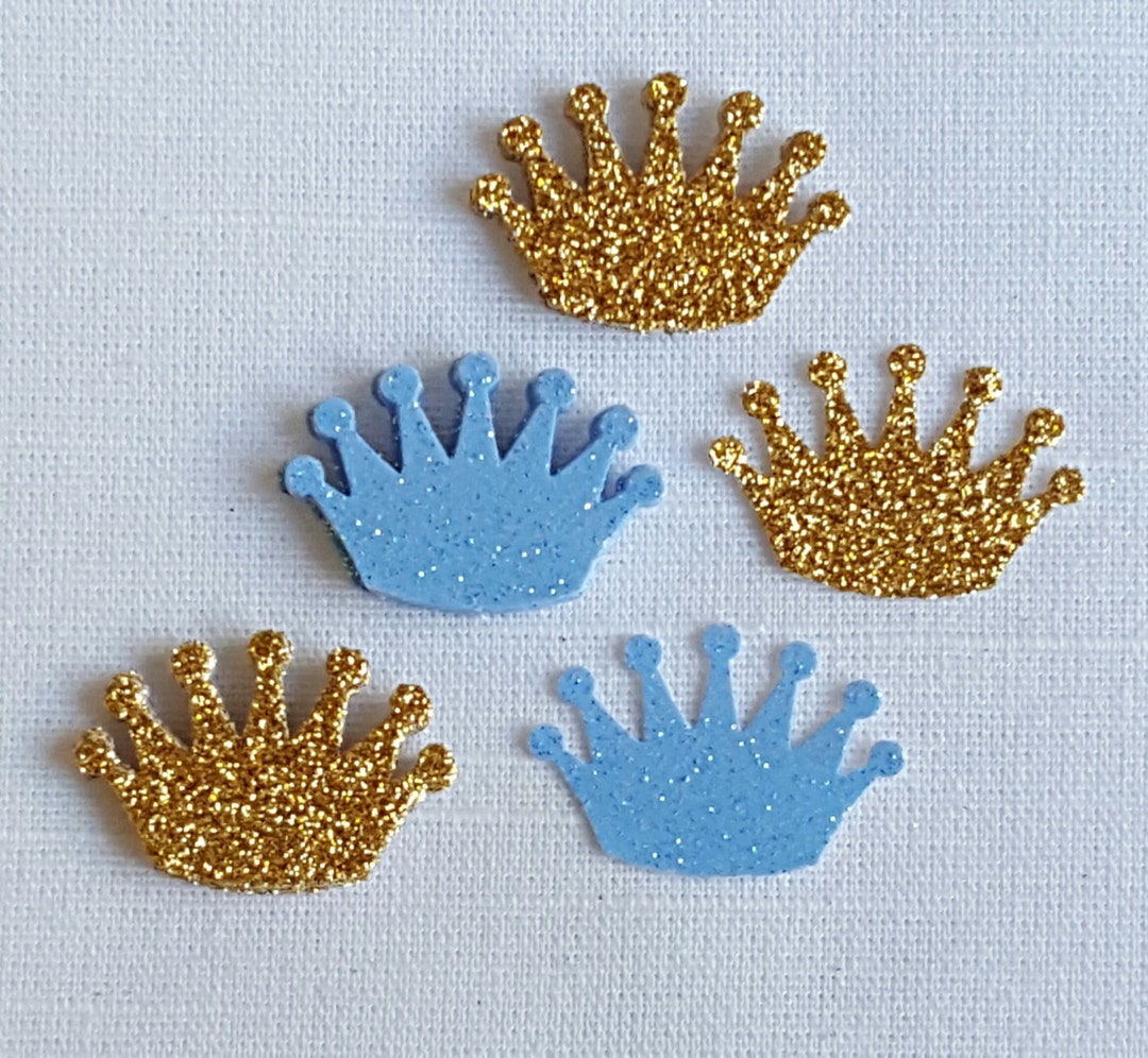 Light Blue and Gold Glitter Princess Prince Crown Confetti, Cinderella ...