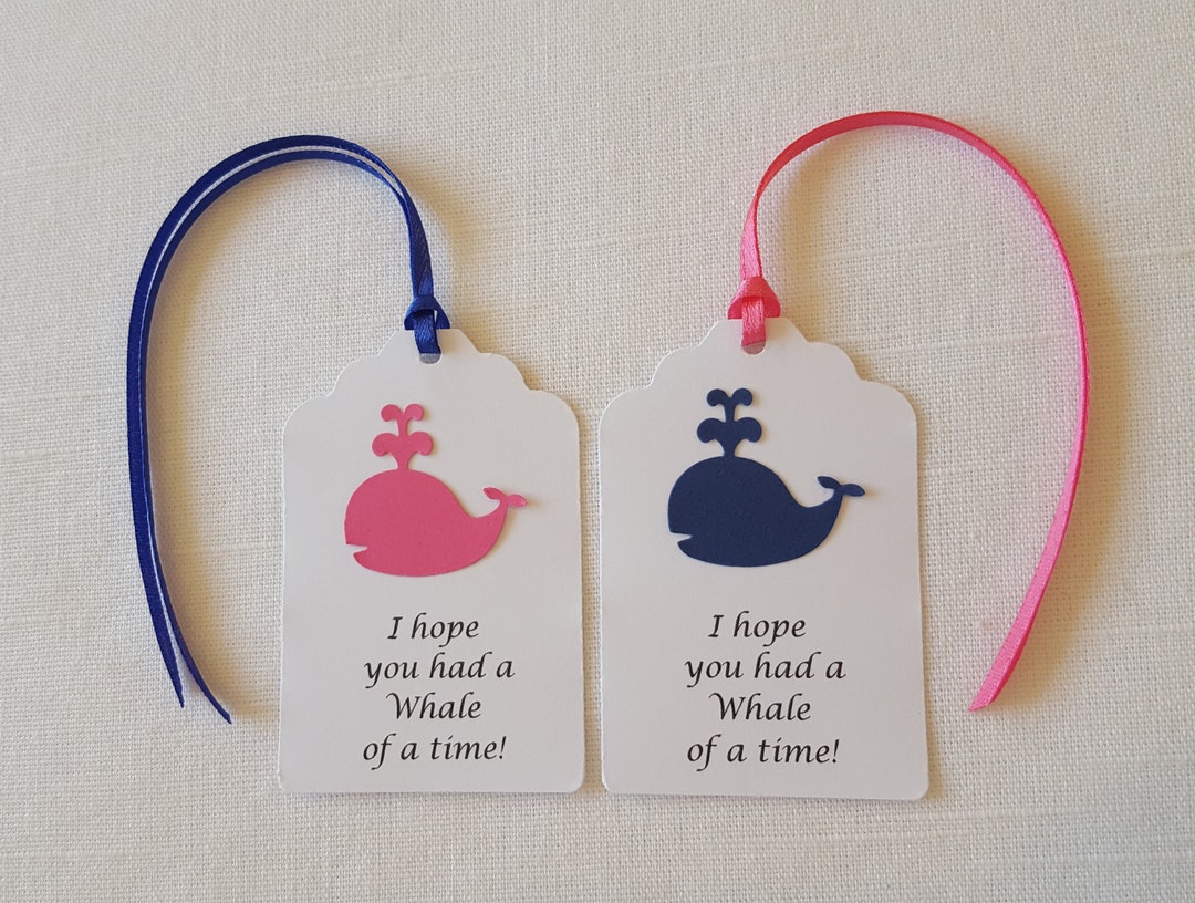Navy Blue & Pink Whale Birthday Party Favor Tags- I Hope You Had a ...