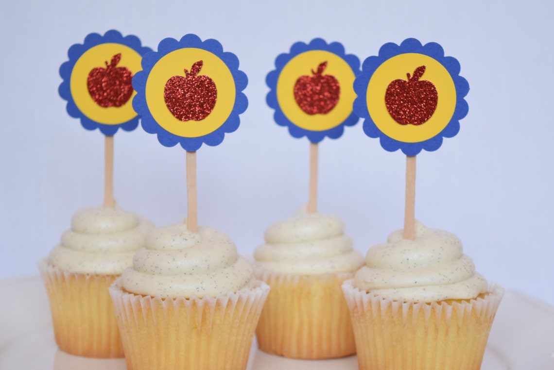 Red Apple Cupcake Toppers, Set of 12, Birthday Party Cupcake Pick ...