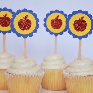 Red Apple Cupcake Toppers, Set of 12, Birthday Party Cupcake Pick ...