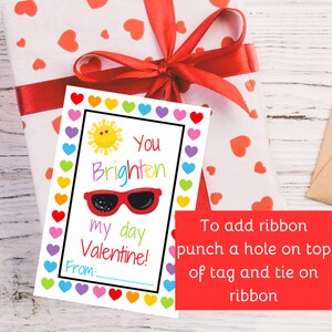 Printable You Brighten My Day Valentine Favor Tag, Kids Classroom Red ...