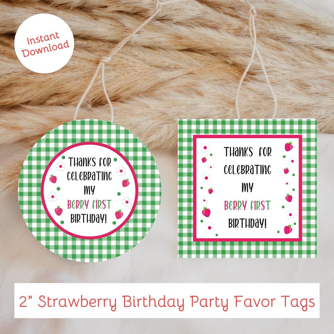 Strawberry Printable Favor Tags, Strawberry Thanks for Celebrating My ...