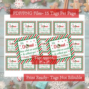 Christmas Donut Gift Tags, Printable Staff Appreciation Holiday Gift ...