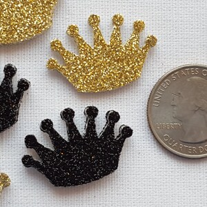 Black and Gold Glitter Royal Prince Princess Crown Confetti, Birthday ...