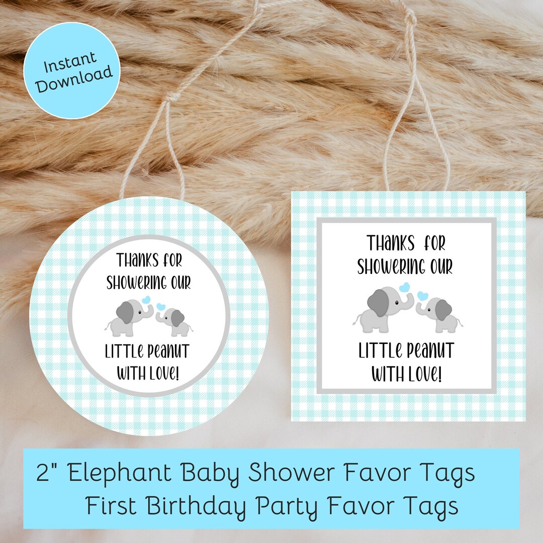 Blue Elephant Printable Favor Tags, Thanks for Showering Our Little ...