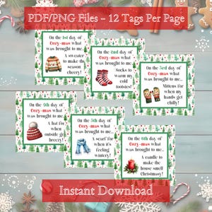 12 Days of Cozy-mas Gift Tags, Twelve Days of Christmas Gift Tags ...