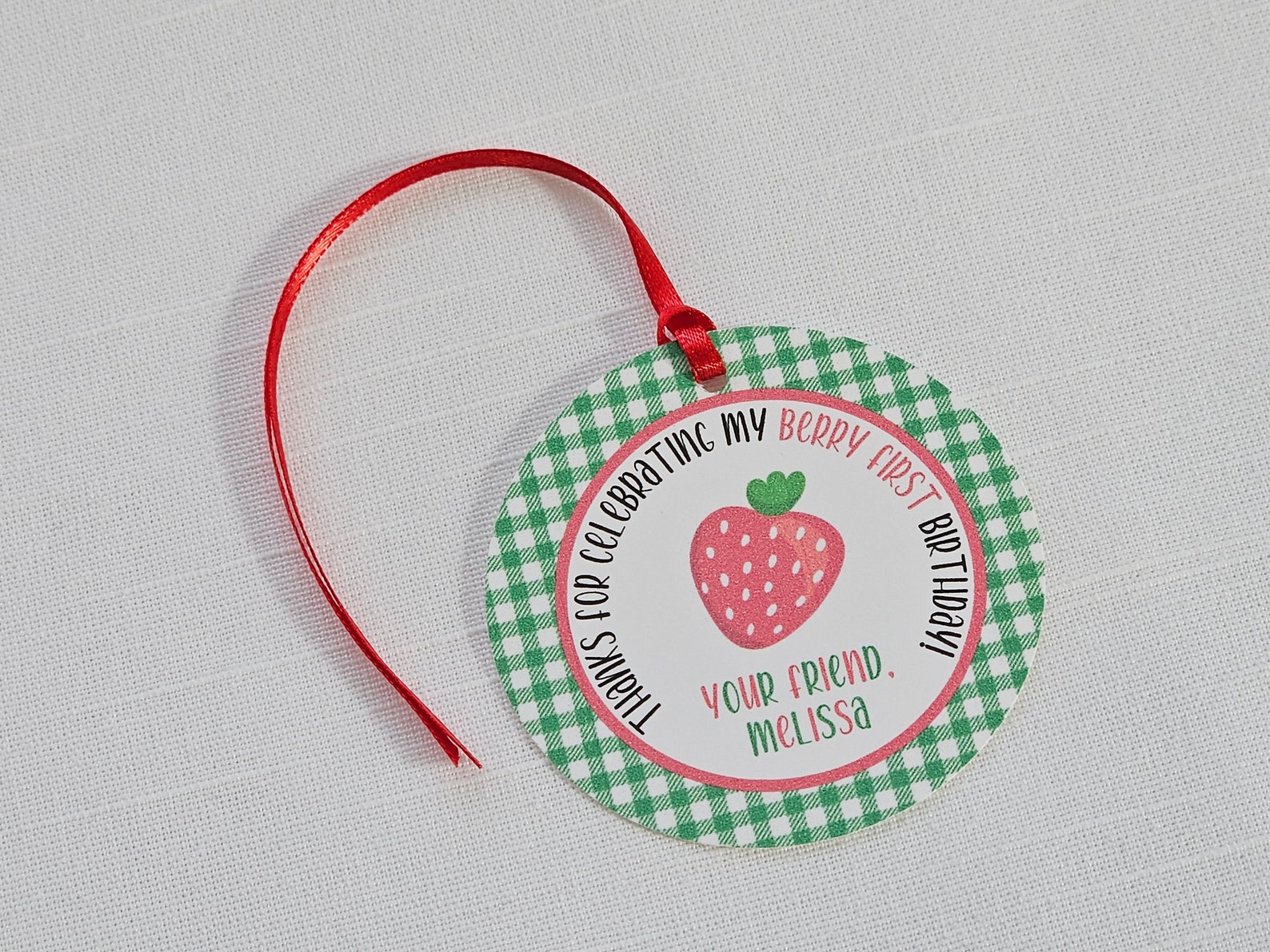 Berry First Birthday Strawberry Favor Tags, Thanks for Celebrating My ...