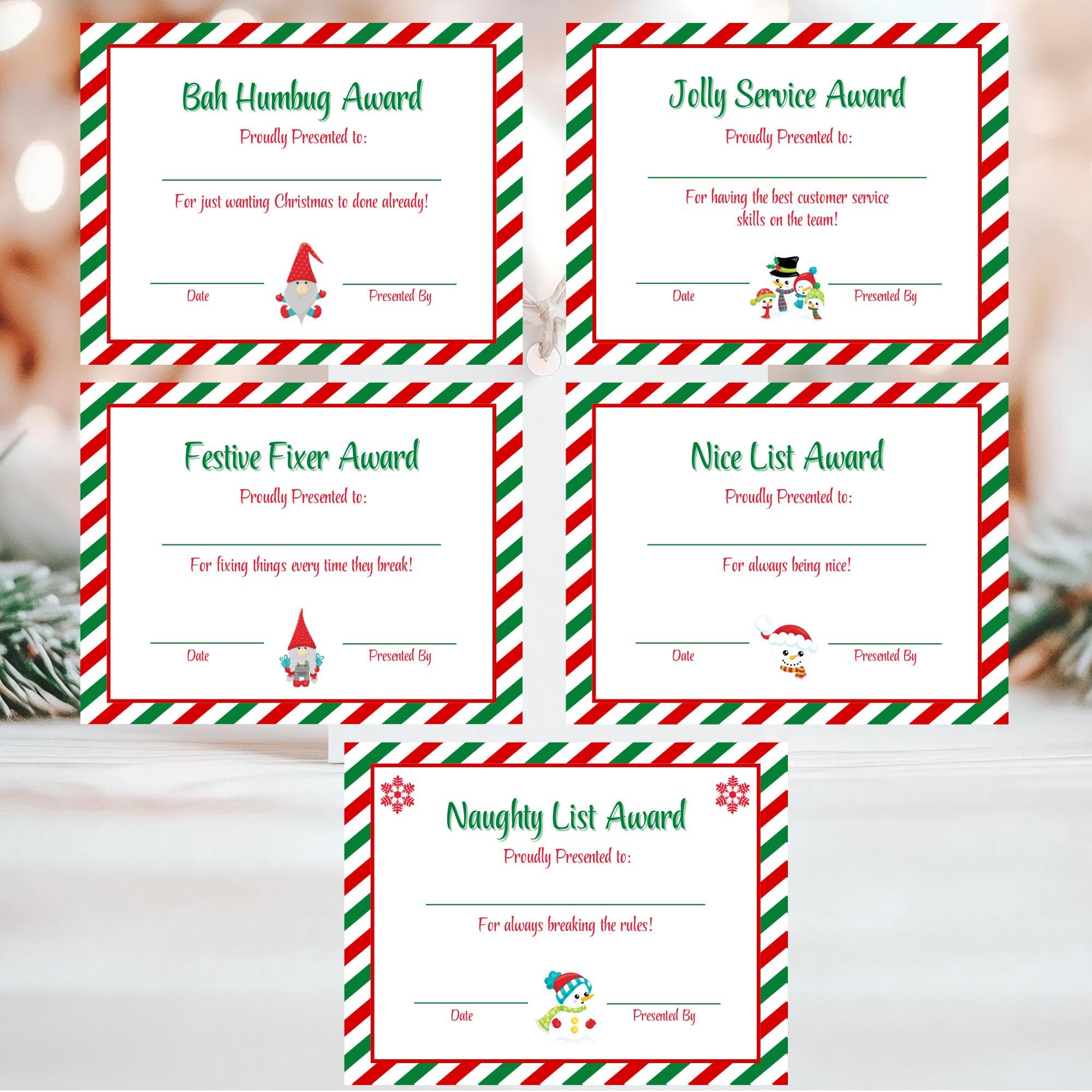 25 Funny Retail Employee Holiday Award Certificates, Printable ...