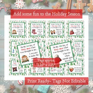12 Days of Cozy-mas Gift Tags, Twelve Days of Christmas Gift Tags ...