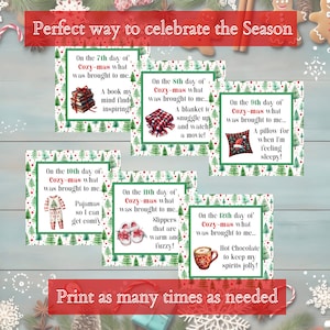 12 Days of Cozy-mas Gift Tags, Twelve Days of Christmas Gift Tags ...