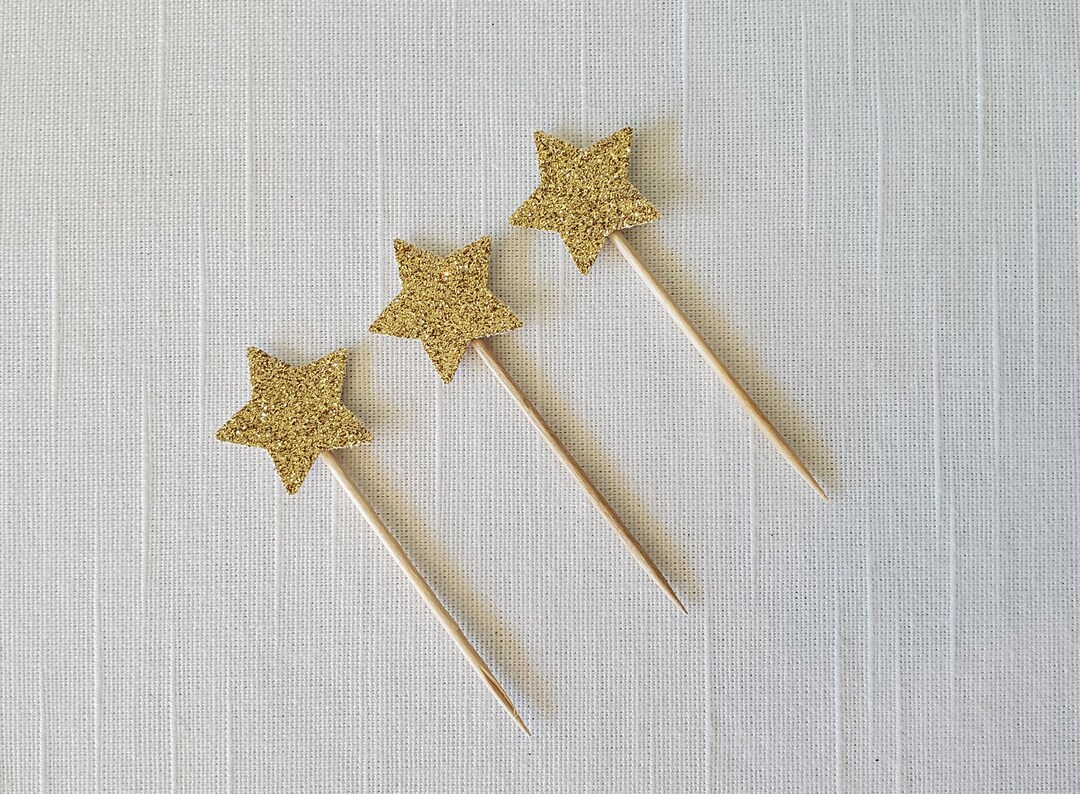 Gold Star Food Pick, Twinkle Star Cake Pick, Little Star Baby Shower ...