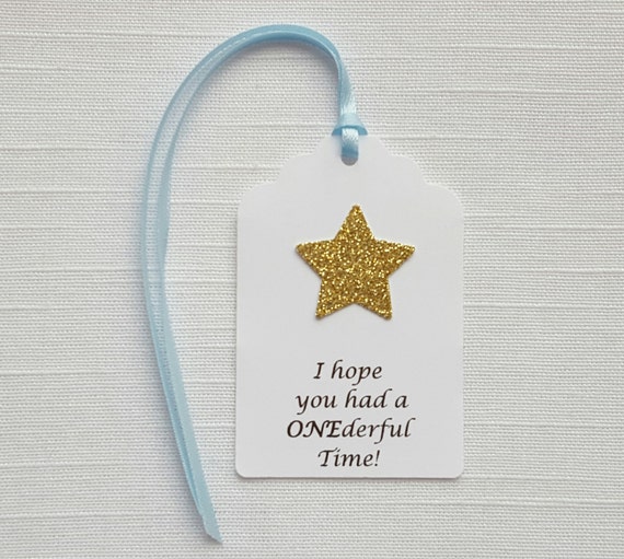 Gold Star Party Favor Tags: I Hope You Had a Onederful Time | Etsy