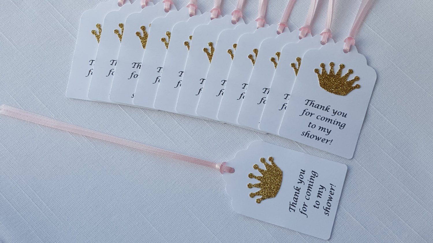 Gold Princess Crown Favor Tags: Thank You for Coming to My Shower ...