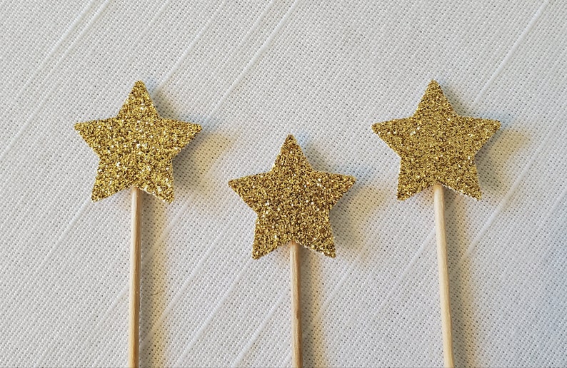 Gold Star Food Pick, Twinkle Star Cake Pick, Little Star Baby Shower ...