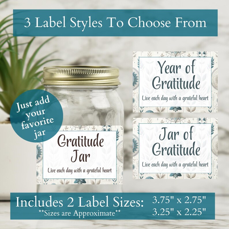 Gratitude Jar Kit Printable, Year of Gratitude Kit, Self Love Kit ...