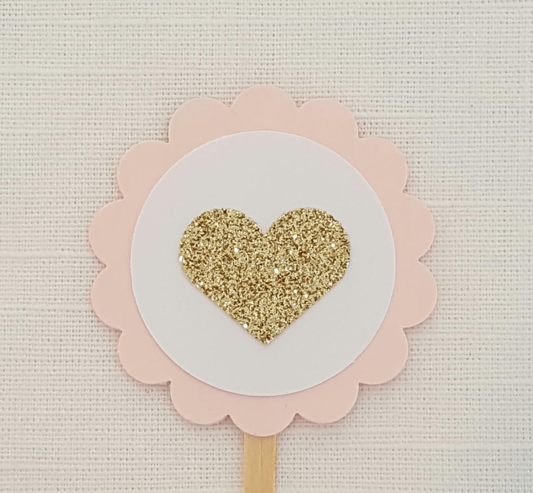 Pink & Gold Heart Cupcake Toppers, Little Love First Birthday Party ...