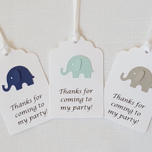 Elephant 'thanks for Coming to My Party!' Favor Tags, Set of 12, Navy ...