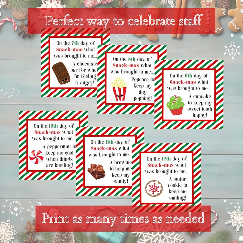 12 Days of Snack-mas Gift Tags, Twelve Days of Christmas Gift Tags ...