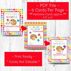 Printable Little Artist Art Valentine Cards, Kids Classroom Art ...