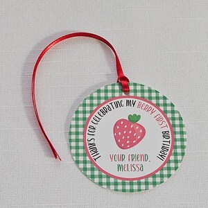 Berry First Birthday Strawberry Favor Tags, Thanks for Celebrating My ...