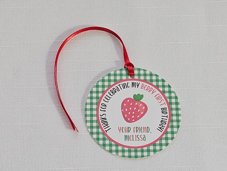 Berry First Birthday Strawberry Favor Tags, Thanks for Celebrating My ...