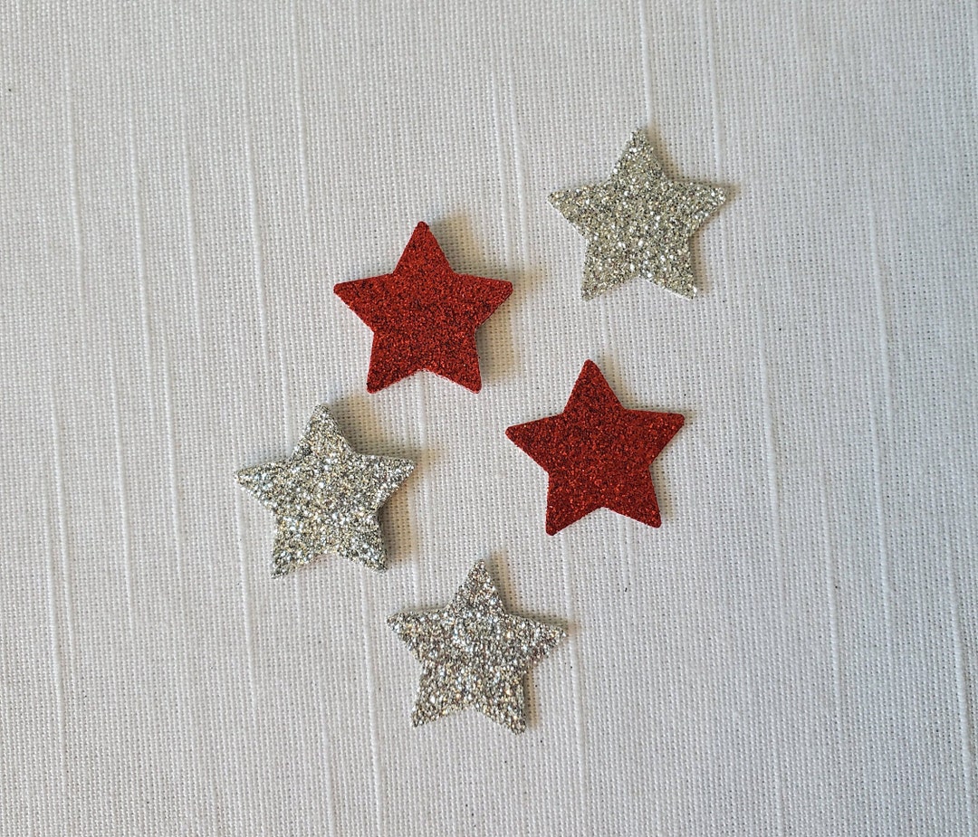 Red and Silver Glitter Star Confetti, Twinkle Star 1st First Birthday ...