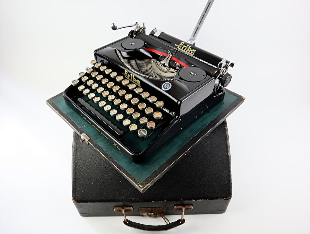 Typewriter Erika Model 5 Tab. by Seidel & Naumann Dresden, Glossy Black, Built 1938, With ...