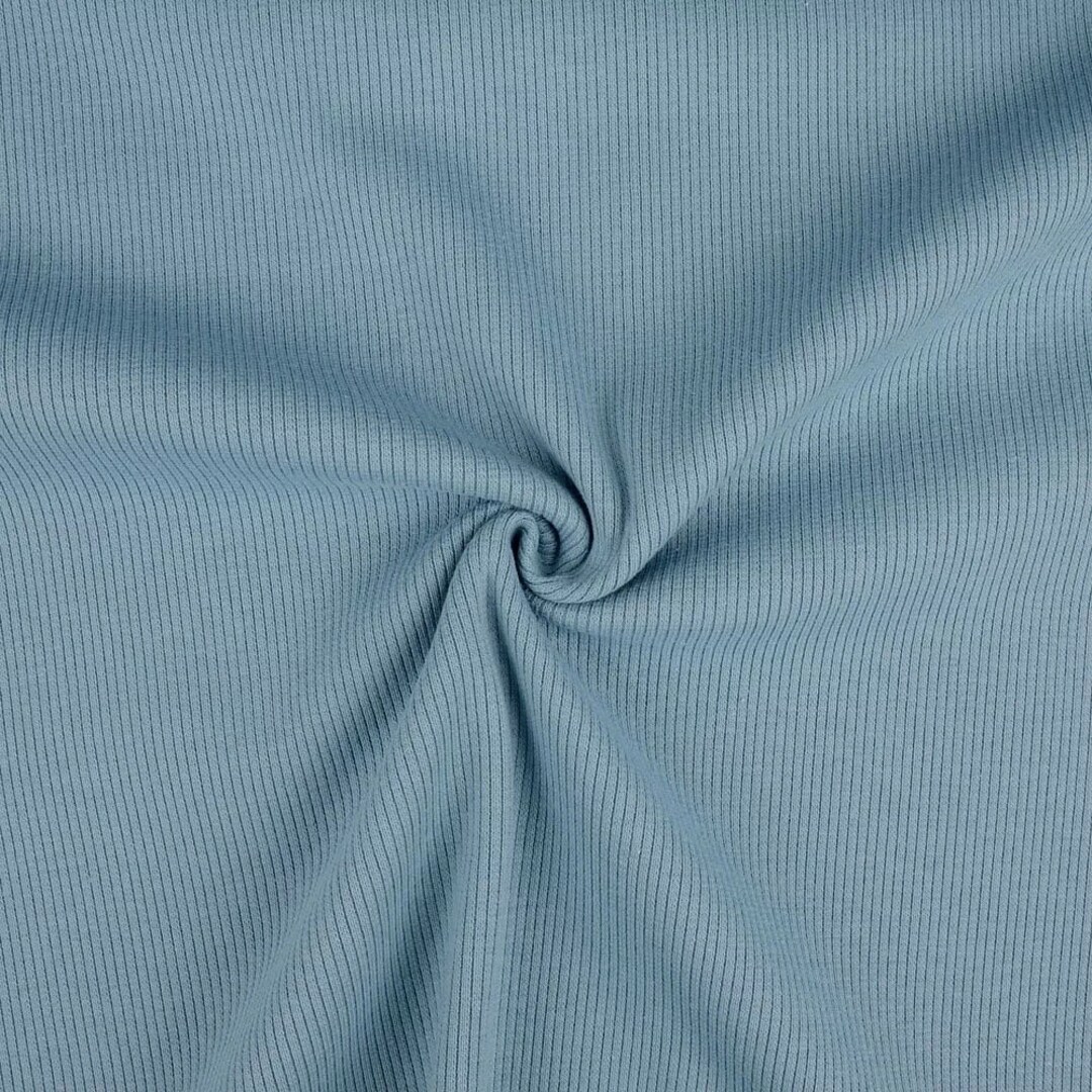 Solid Dusk Blue 2x1 Organic Ribbed Knit Tygdrommar Organic Rib Fabric ...