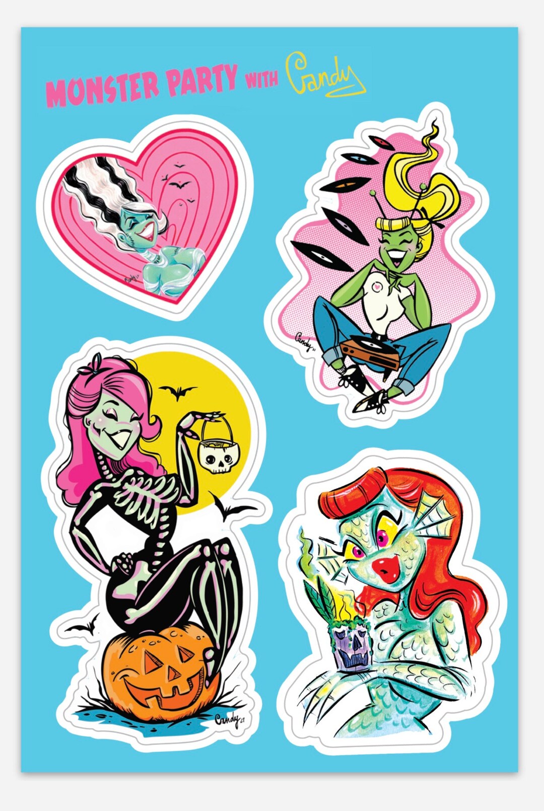 Monster Party Sticker Sheet by Candy - Etsy