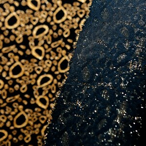 Gold and Black Metallic Thread Stretch Fabric With Random Circle ...