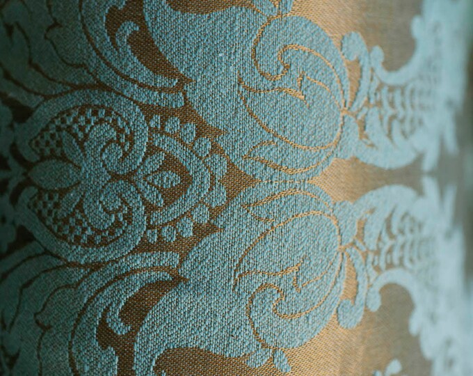 Teal & Gold Midcentury Upholstery Fabric 60's Woven - Etsy