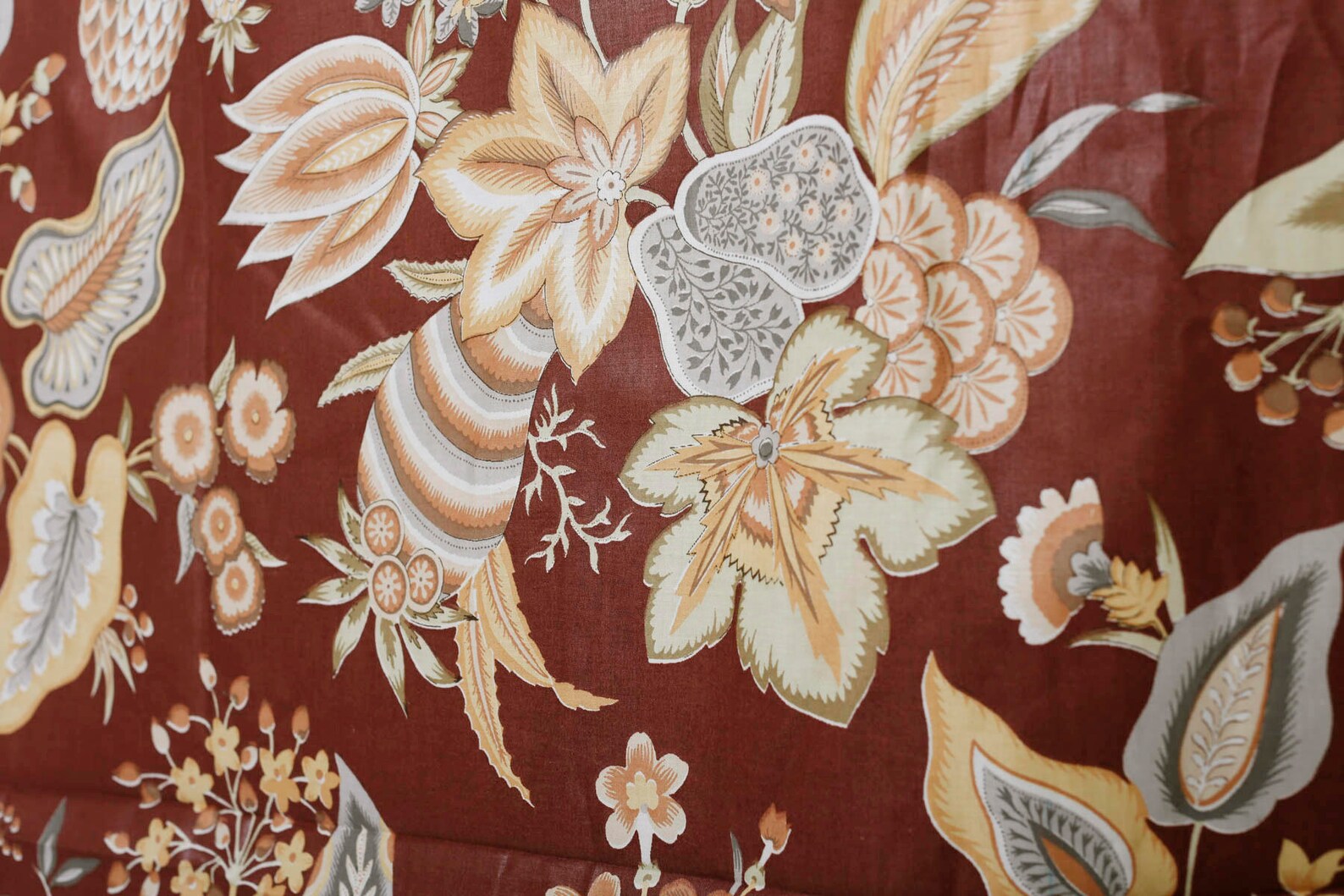 Vintage Jay Yang Brown Ornate Floral Fabric earth Tones W - Etsy