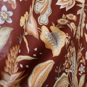 Vintage Jay Yang Brown Ornate Floral Fabric -earth Tones W Coral and ...