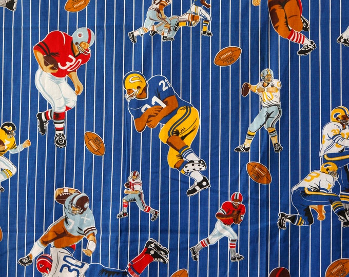 Vintage 1970's Football Fabric by Princess Fabrics. Royal Blue W White ...